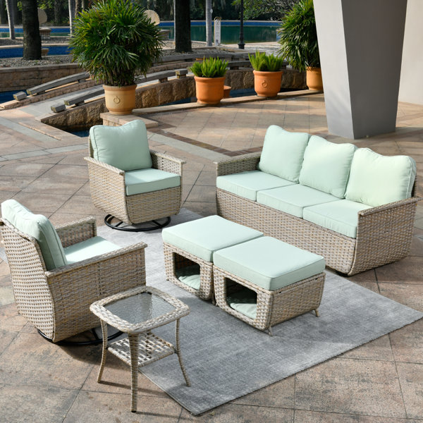 Wildon Home® Ensemble de conversation en rotin avec coussins 6 pièces Aadriti et Commentaires ...